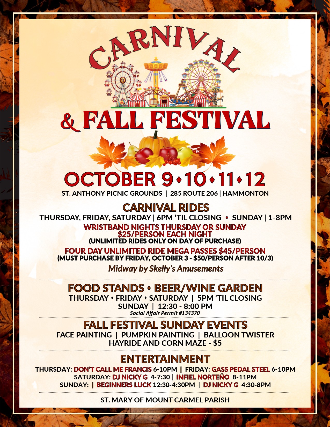 St. Mary of Mt. Carmel Carnival and Fall Festival - Don't Call Me Francis